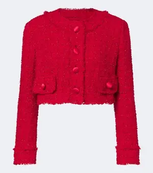 Dolce & Gabbana Cropped Cotton-blend Tweed Jacket - Red