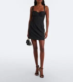 Dolce & Gabbana Pinstriped Wool And Silk-blend Bustier Dress
