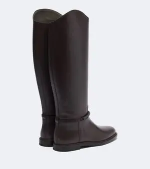 Brunello Cucinelli Monili Leather Knee-high Boots