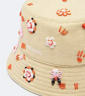Prada Embroidered Canvas Bucket Hat