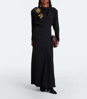 Isabel Marant Étoile Samsha Embellished Crepe Maxi Dress