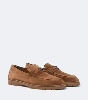 TOD'S Suede Penny Loafers - Brown