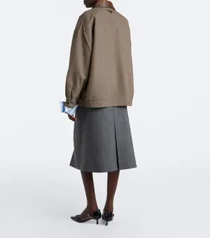 Prada Layered Pleated Wool Midi Skirt