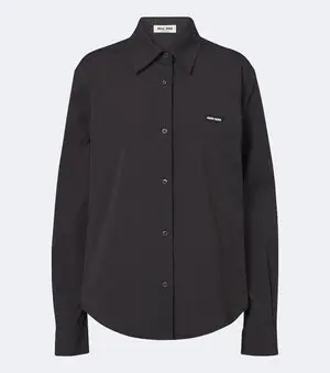 Miu Miu Cotton-blend Poplin Shirt - Black