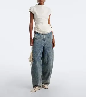 Magda Butrym Draped Cotton And Silk Top