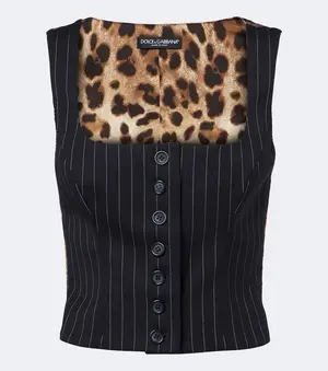 Dolce & Gabbana Pinstriped Wool-blend Vest - Blue