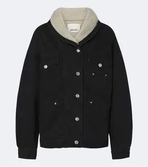 Isabel Marant Étoile Pimia Fleece-trimmed Denim Jacket - Black