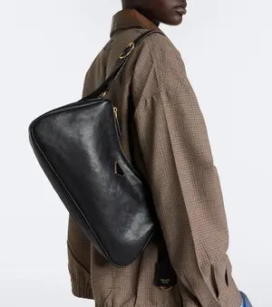Prada Aimee Large Leather Shoulder Bag