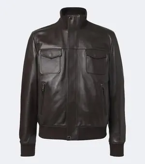 Dolce & Gabbana Leather Blouson Jacket - Brown