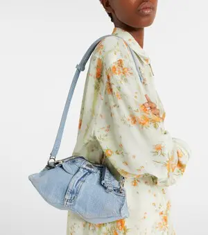 Alexander McQueen Manta Small Denim Shoulder Bag