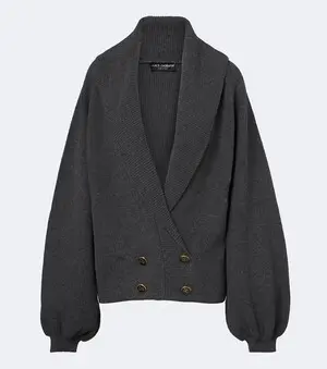 Dolce & Gabbana Embellished Virgin Wool Cardigan - Grey