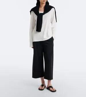 THE ROW Cosmo Cropped Wide-leg Wool Trousers