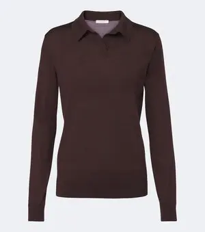 THE ROW Pauli Wool And Silk Polo Sweater - Brown