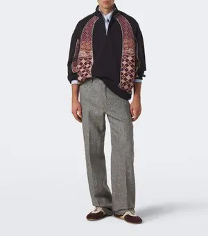 Dries Van Noten Cotton And Wool Half-zip Sweater