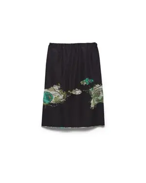 Prada Devoré Poplin Midi Skirt With Floral Print