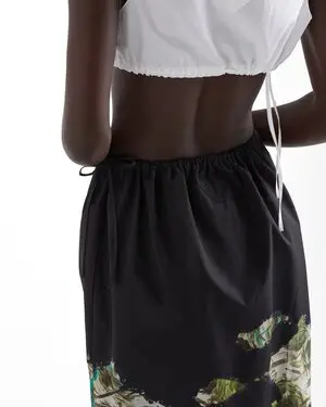 Prada Devoré Poplin Midi Skirt With Floral Print
