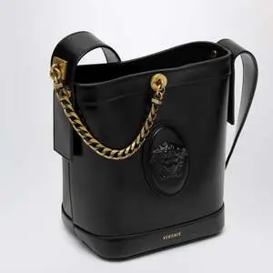 Versace Leather Bucket Bag - Black