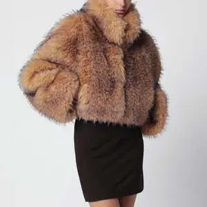 ROTATE BY BIRGER CHRISTENSEN Short Faux Fur Jacket - Beige