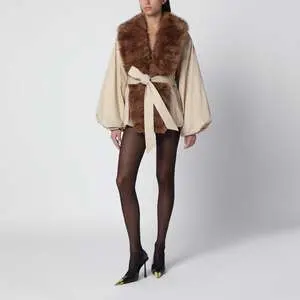 ROTATE BY BIRGER CHRISTENSEN Jacket With Faux Fur Collar