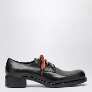 Prada Aged Leather Lace-up Shoes - Black