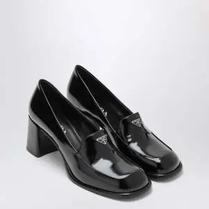 Prada Brushed Leather Heeled Loafers