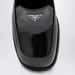 Prada Brushed Leather Heeled Loafers