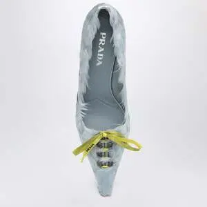 Prada Astro Satin Pumps Decorated With Feathers