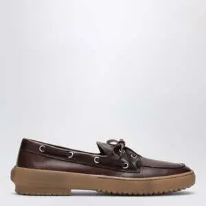 Miu Miu Coffee-coloured Deck Boat Shoes