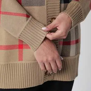 Burberry Check Cardigan In Wool Blend