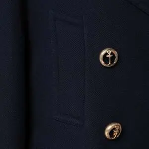 Balenciaga Long Navy Textured Wool Pea Coat