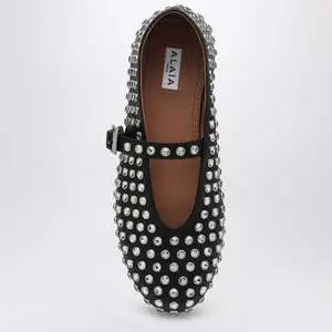 Alaïa Leather Ballerina Flats With Crystal Embellishments