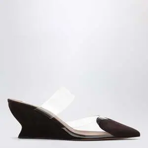 Alaïa Heart 60 Leather Wedge Mules - Brown