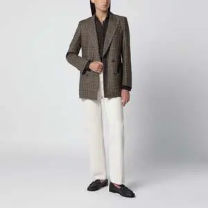 BLAZÉ MILANO Double-breasted Jacket With Check Pattern In Wool And Cashmere