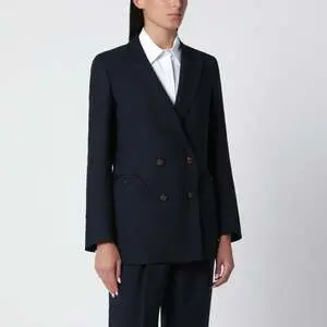 BLAZÉ MILANO Navy Wool And Mohair Double-breasted Jacket