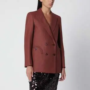 BLAZÉ MILANO Double-breasted Jacket In Rust Colour In Wool And Cashmere