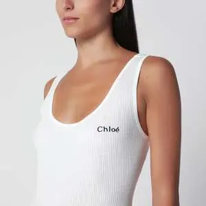 Chloé Ribbed Tank Top With Logo Embroidery