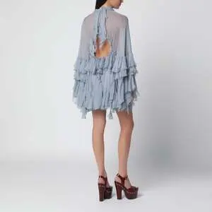 Chloé Powder Blue Silk Mousseline Mini Dress