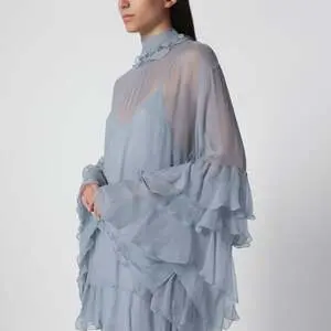 Chloé Powder Blue Silk Mousseline Mini Dress