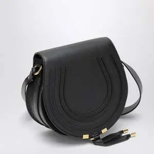 Chloé Saddle Marcie Bag In Black Grained Leather