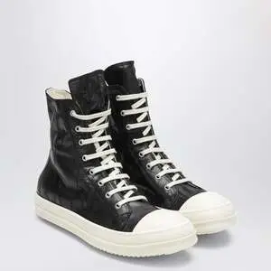 Rick Owens Tower Sneakers In /milk White In Megacrust Denim