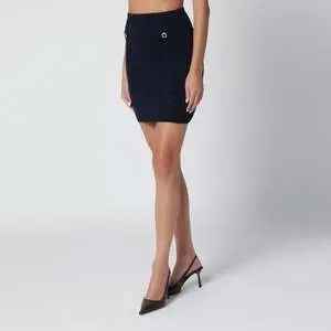 Alessandra Rich Navy Merino Wool Knit Mini Skirt