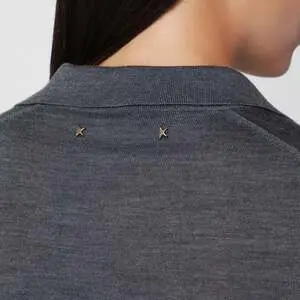 GOLDEN GOOSE Anthracite Virgin Wool Long-sleeved Polo Shirt