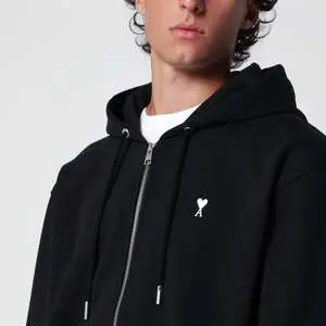 AMI Paris De Coeur Zip-up Sweatshirt - Black