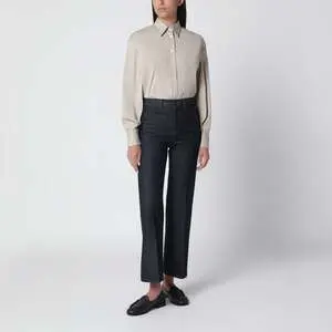 Brunello Cucinelli Monili Trim Stony Ground Cotton Poplin Shirt
