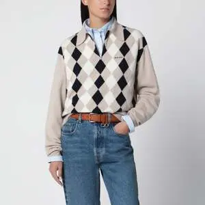 Miu Miu Argyle Cashmere Polo Shirt