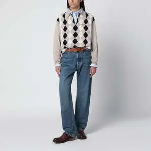 Miu Miu Argyle Cashmere Polo Shirt