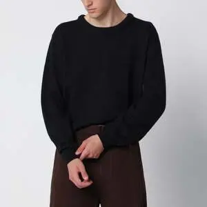 LEMAIRE Coal Alpaca Wool Blend Crew Neck Sweater - Black