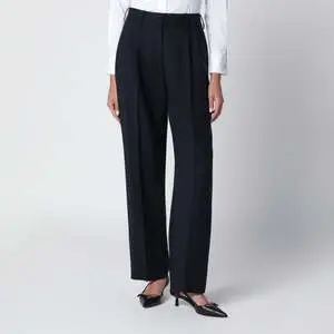BLAZÉ MILANO Fox First Class Trousers In Navy With Pleats In Wool Blend