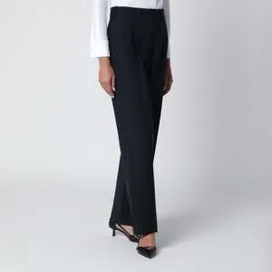 BLAZÉ MILANO Fox First Class Trousers In Navy With Pleats In Wool Blend