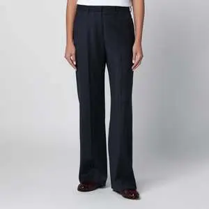 BLAZÉ MILANO Navy Prince Of Wales Pattern Lundy Trousers In Wool - Blue